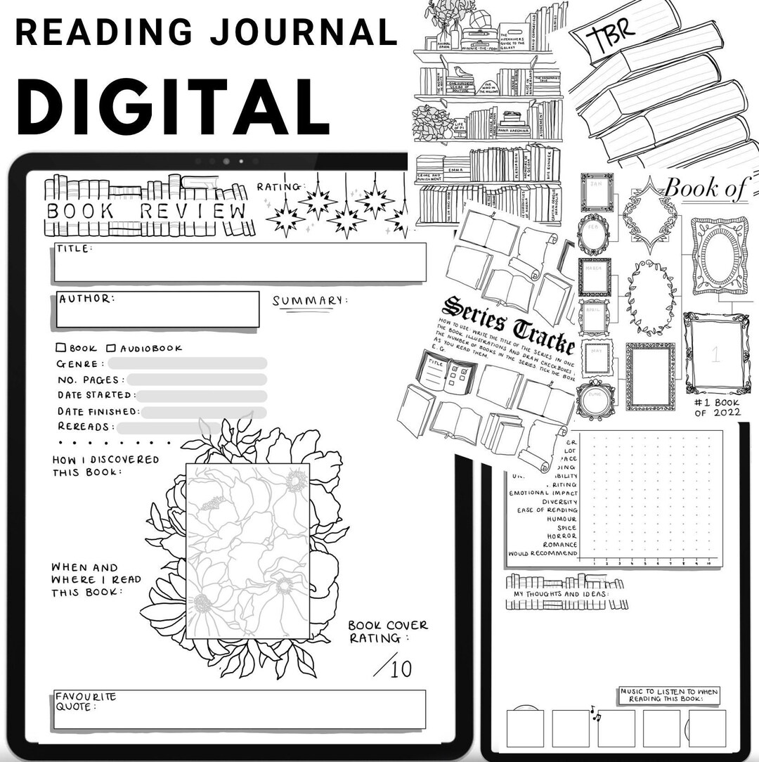 The Reading Journal DIGITAL Complete Pack Book Reviews Book Tracker ...
