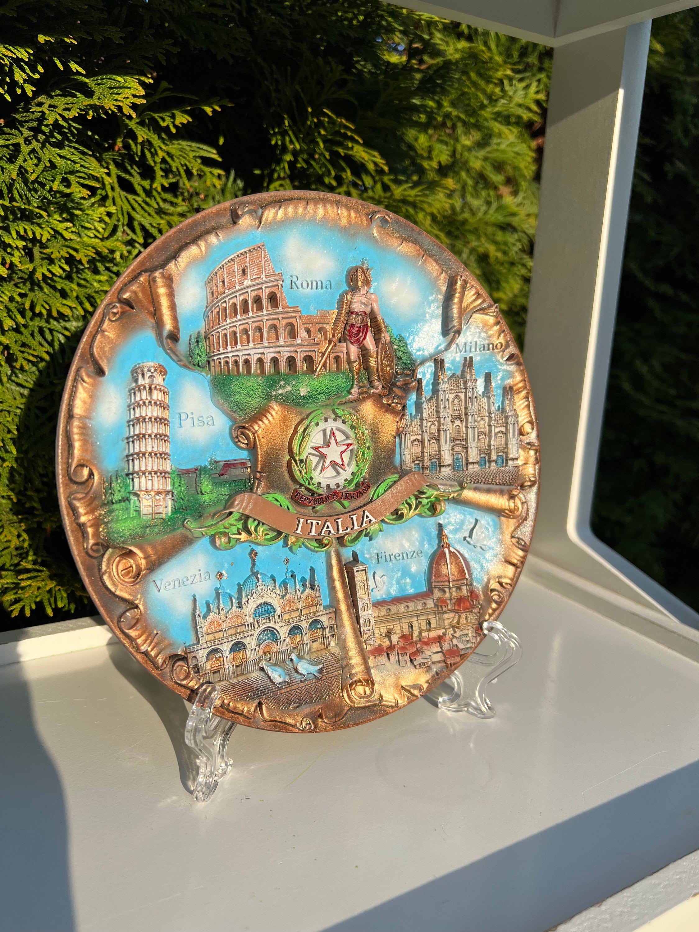 Italy Plate / Hand Painted Hanging 3D Poly Ceramic Decorative Souvenir ...