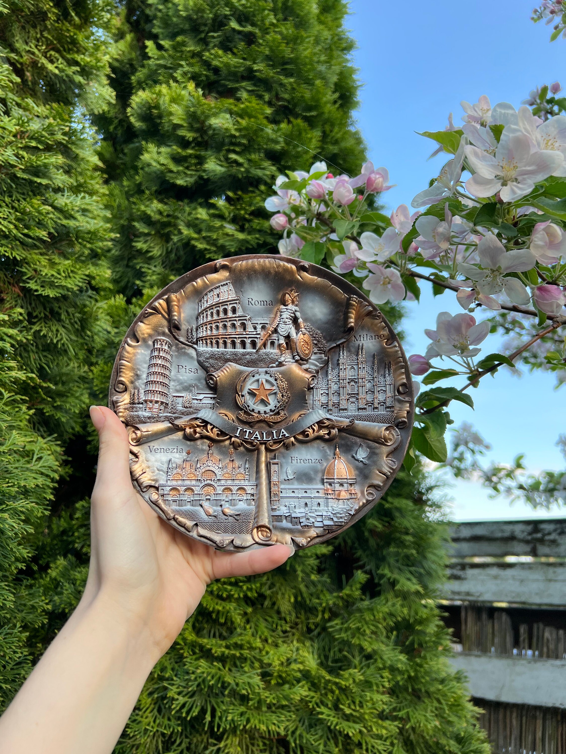 Italy Plate / Hand Painted Hanging 3D Poly Ceramic Decorative Souvenir ...