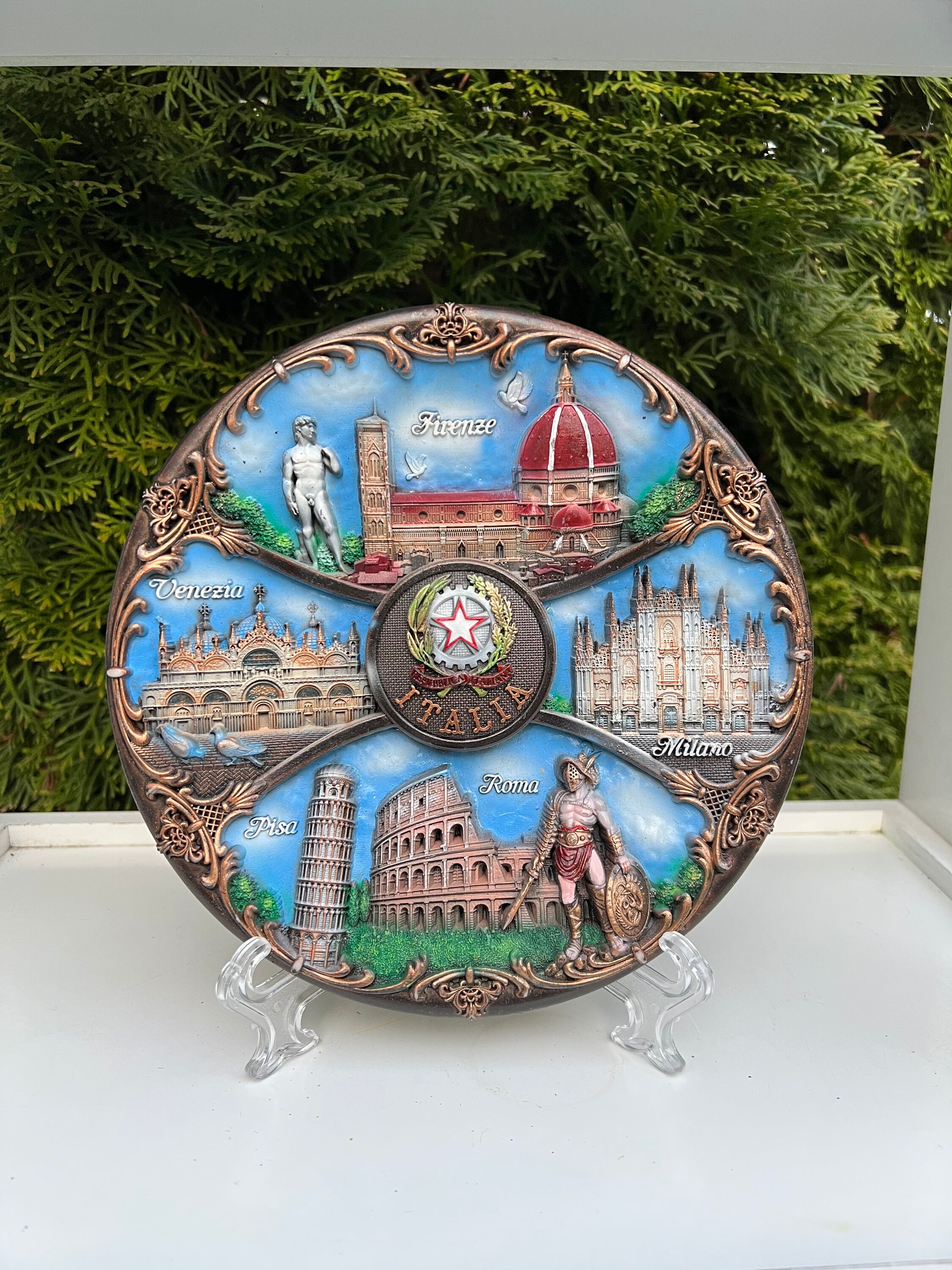 Italy Plate / Hand Painted Hanging 3D Poly Ceramic Decorative Souvenir ...