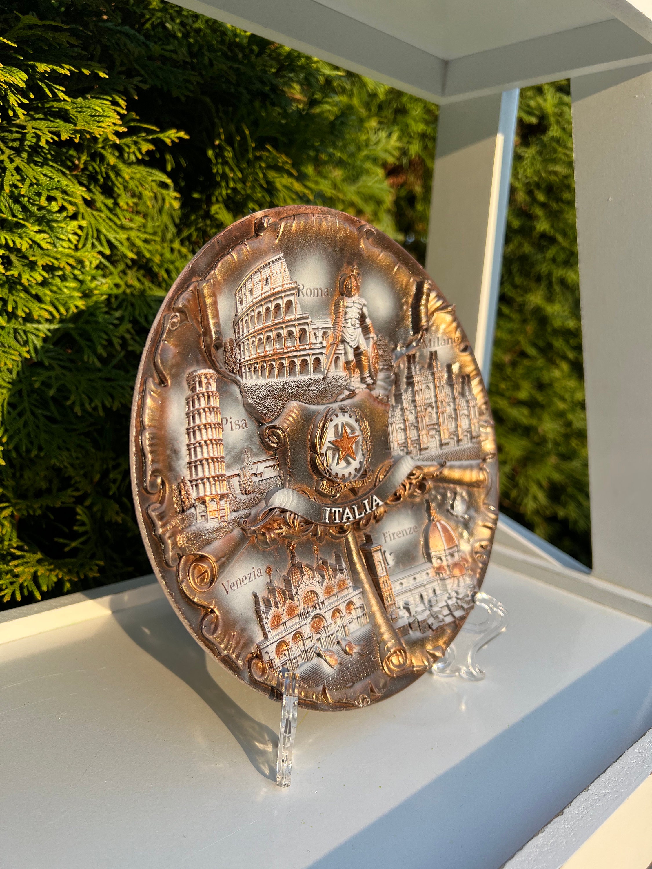 Italy Plate / Hand Painted Hanging 3D Poly Ceramic Decorative Souvenir ...