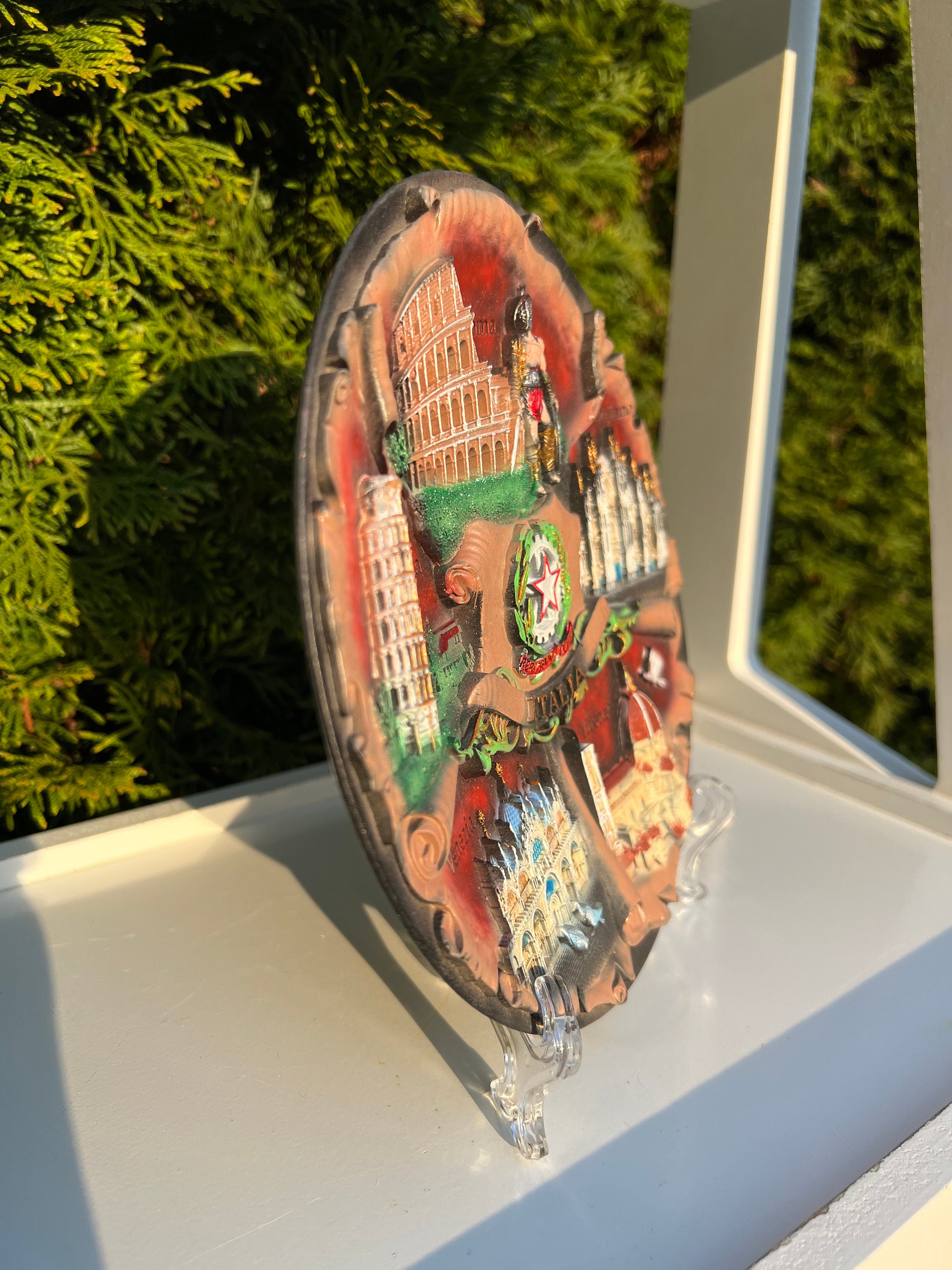 Italy Plate / Hand Painted Hanging 3D Poly Ceramic Decorative Souvenir ...