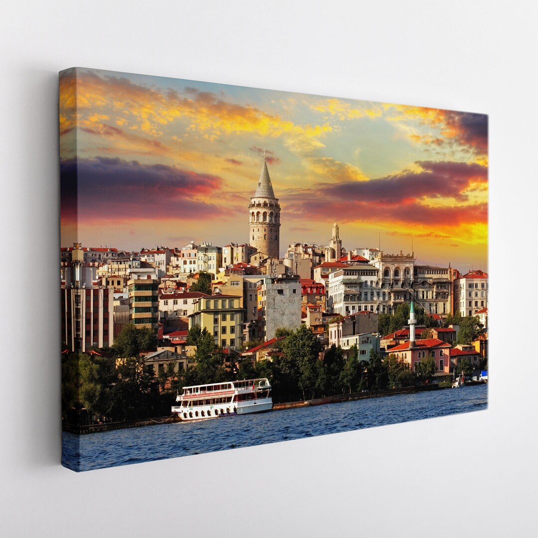 Istanbul Canvas Print, Art mural de Turquie, Grande ligne d’horizon d ...