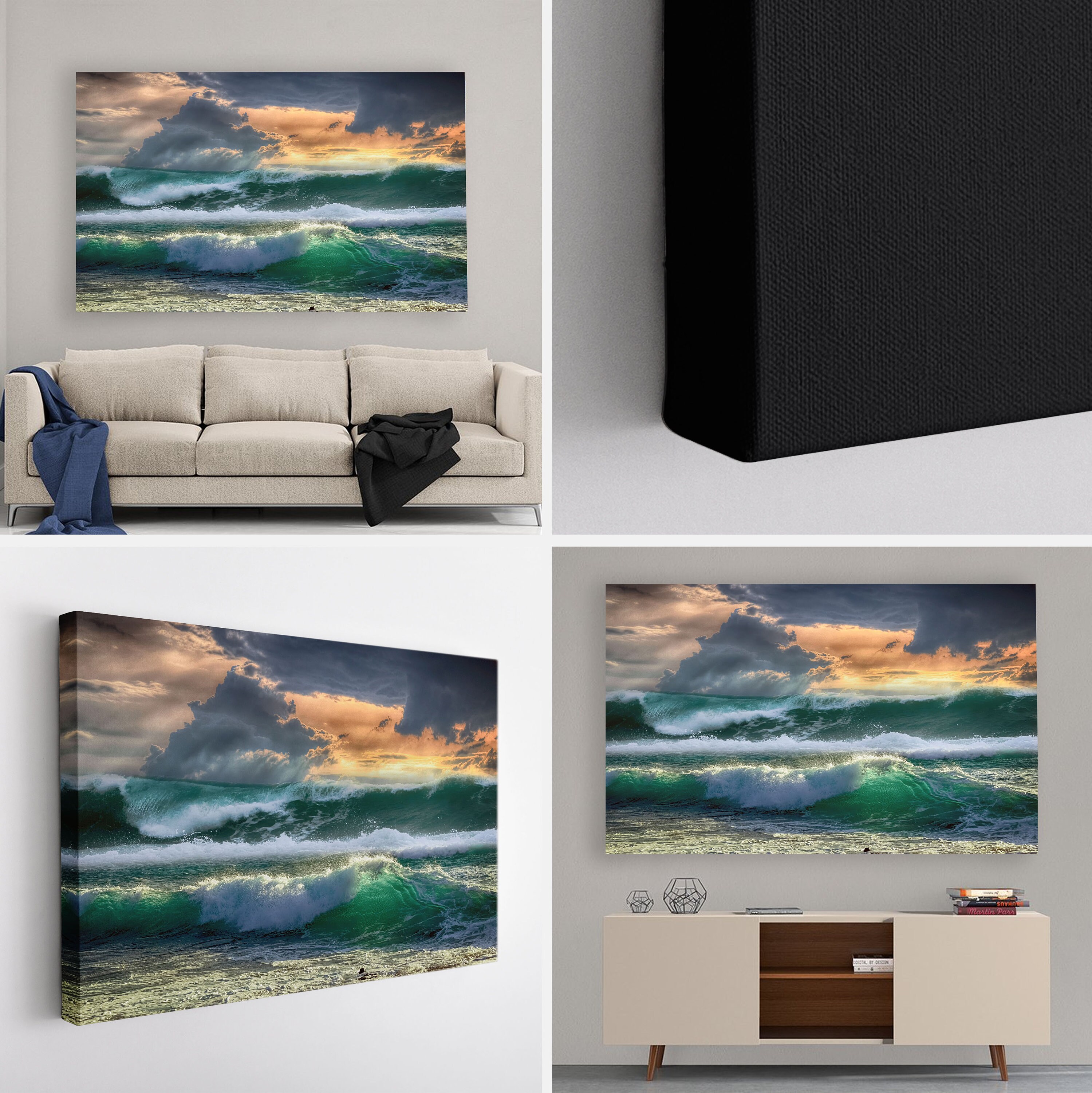 Ocean Canvas Art, Ocean Wall Art, Sea Waves Canvas Print, Nature ...