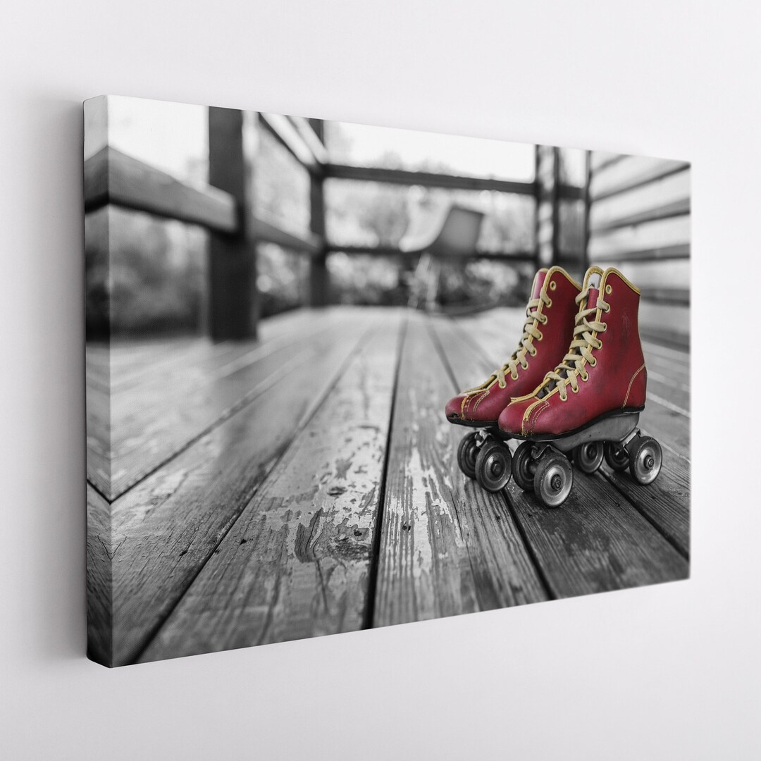 Vintage Roller Skates Canvas Print, Vintage Wall Art, Retro Sport Wall ...