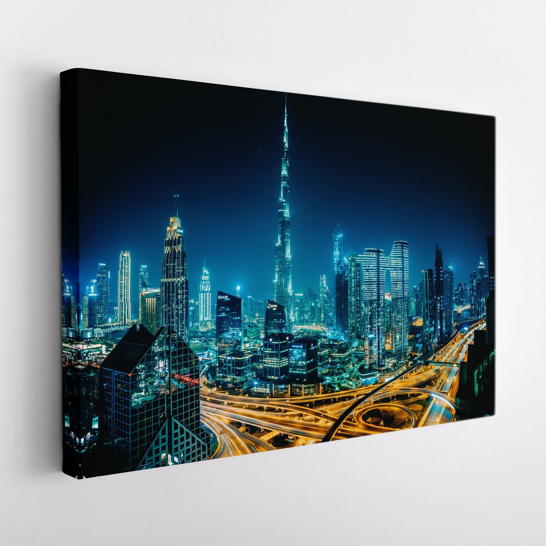 Dubai Canvas Print, United Arab Emirates Wall Art, Large Dubai Skyline ...