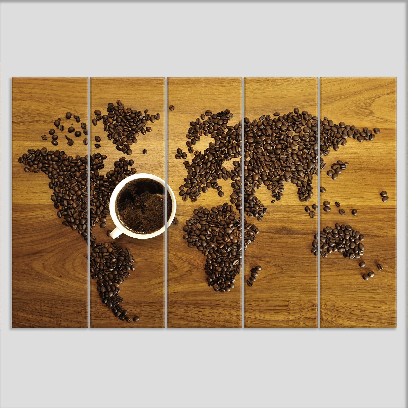 World Map From Coffee Beans Canvas Print, World Map Wall Art, Coffee ...