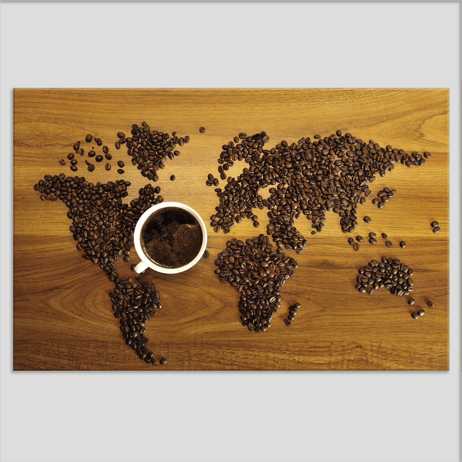 World Map From Coffee Beans Canvas Print, World Map Wall Art, Coffee ...