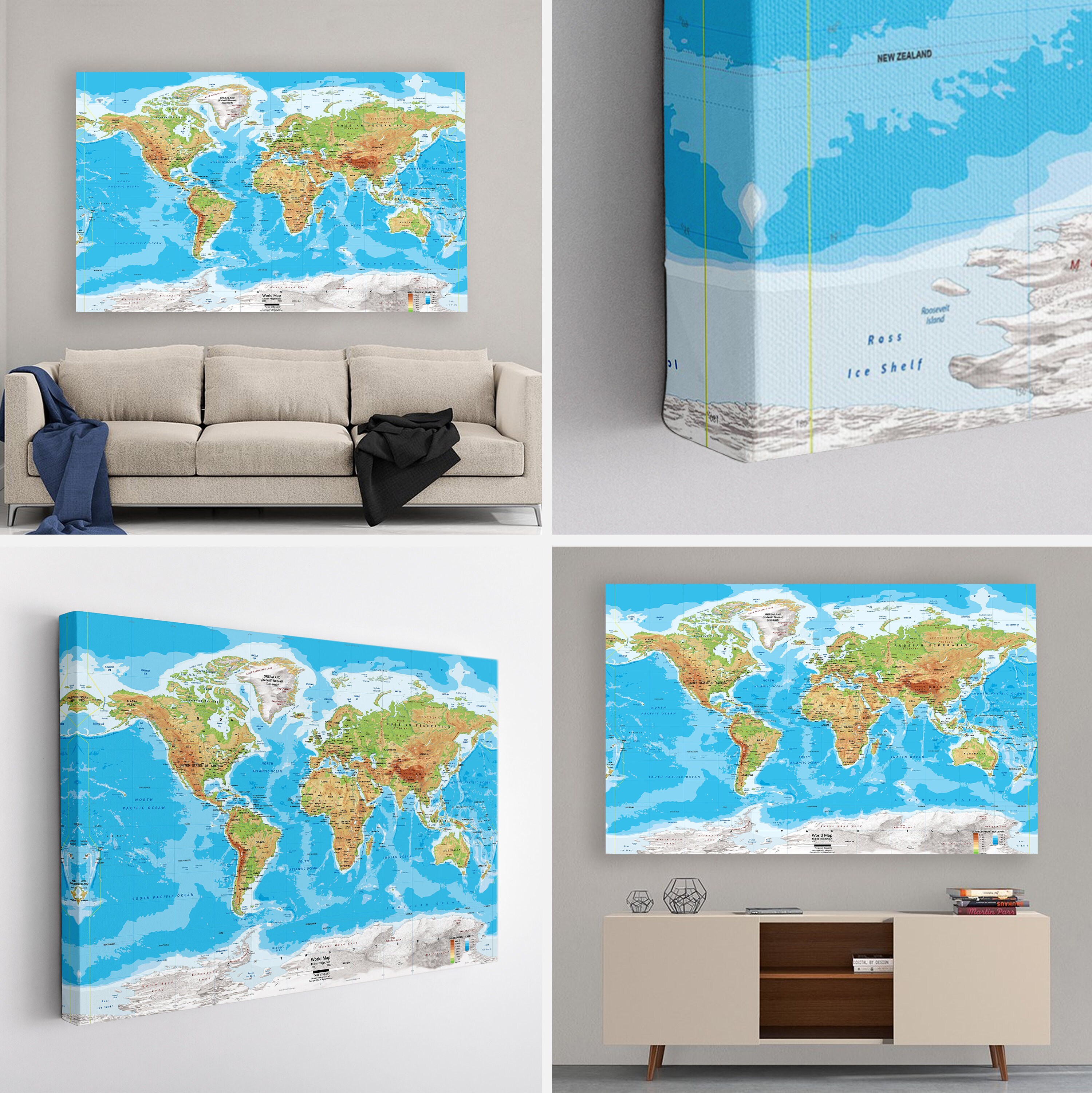 World Map Canvas Print, World Map Wall Art, World Map Print - Etsy
