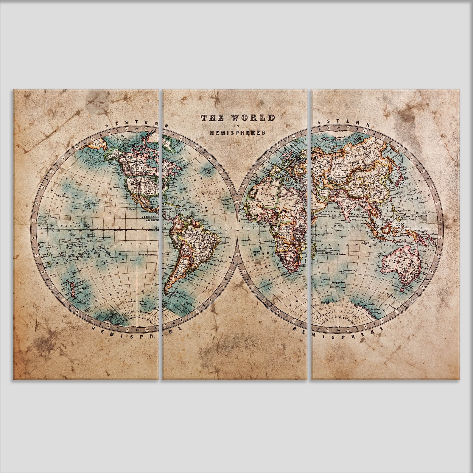 Antique World Map Canvas Print World Map Wall Art Vintage - Etsy