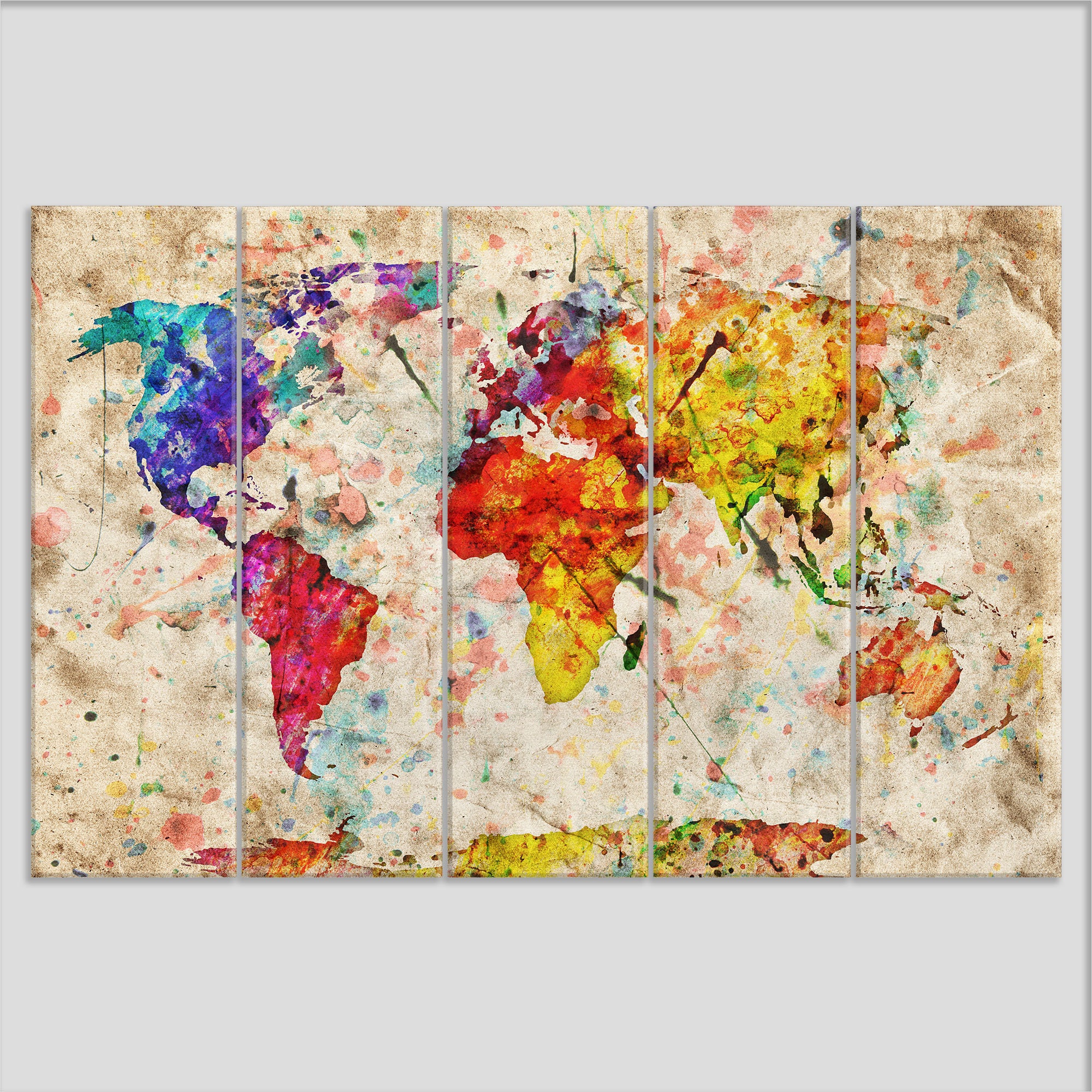 World Map Canvas Print, World Map Wall Art, Abstract World Map Canvas ...