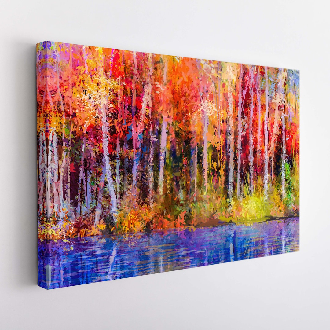 Autumn Forest Canvas Print, Autumn Forest Painting, Forest Wall Art ...