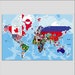 World Map With Flags of the Countries Canvas Print, World Map Wall Art ...