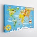 Kids World Map Canvas Print, World Map Wall Art, Children Room Wall ...