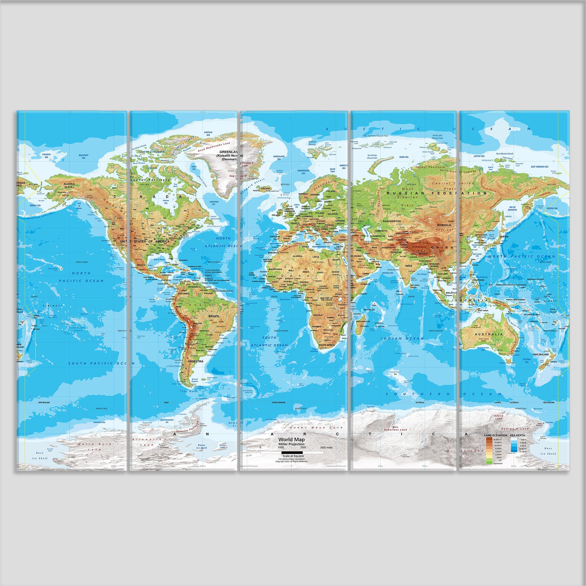 World Map Canvas Print, World Map Wall Art, World Map Print - Etsy