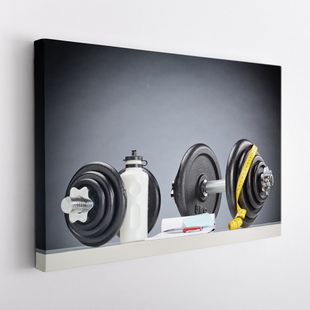 Workout Motivation Canvas Print, Gym Dumbells Canvas Art, Sport Wall ...