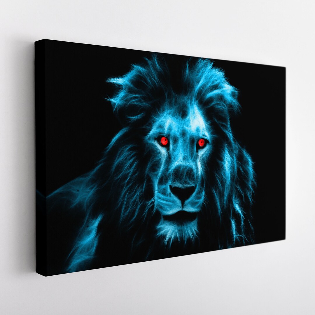 Impression abstraite sur toile de lion, Art mural lions, Impression de lion, Art sur toile d ...