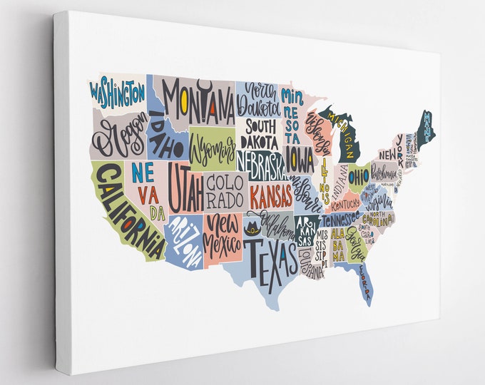 World Map With Flags of the Countries Canvas Print, World Map Wall Art ...