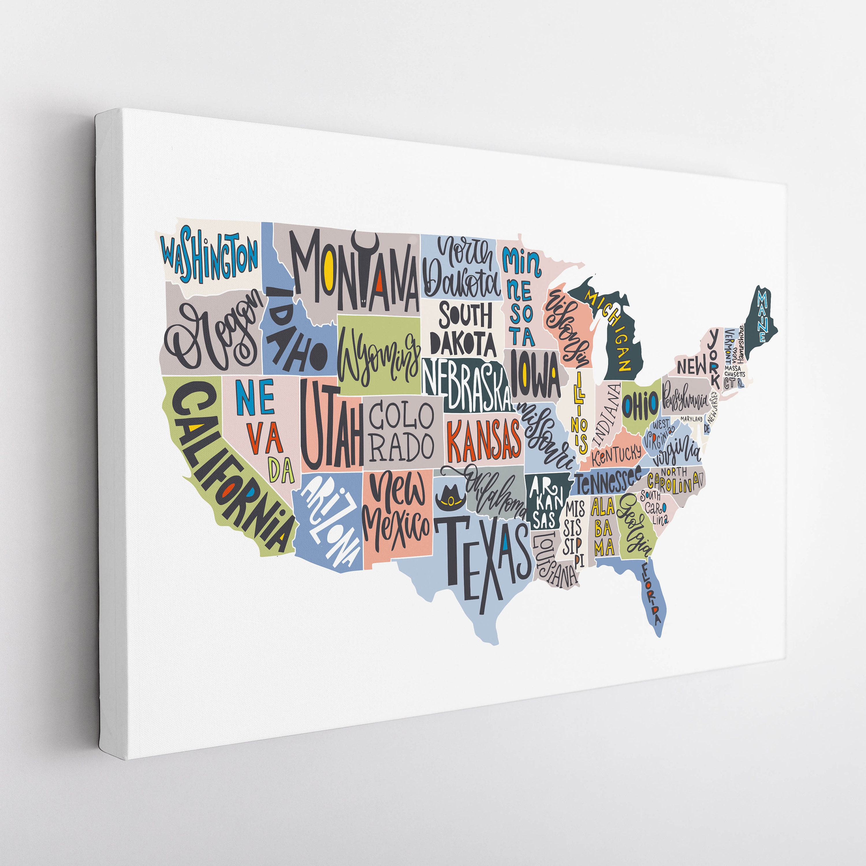 USA Map Canvas Print, USA Map Wall Art, United States Map Canvas Art - Etsy
