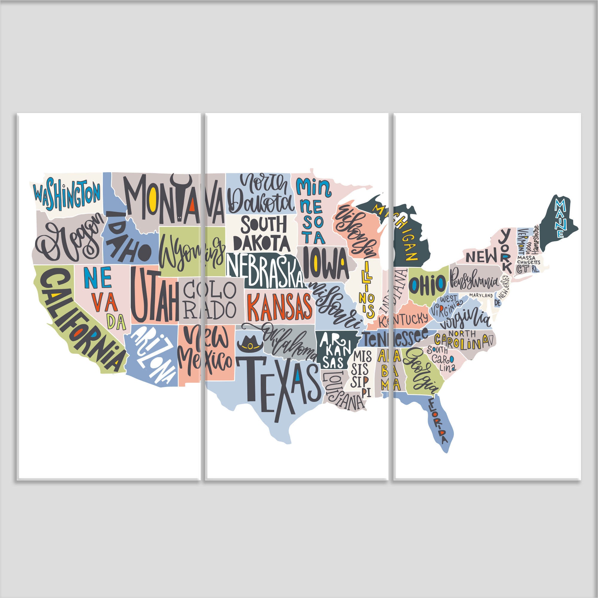 USA Map Canvas Print, USA Map Wall Art, United States Map Canvas Art - Etsy