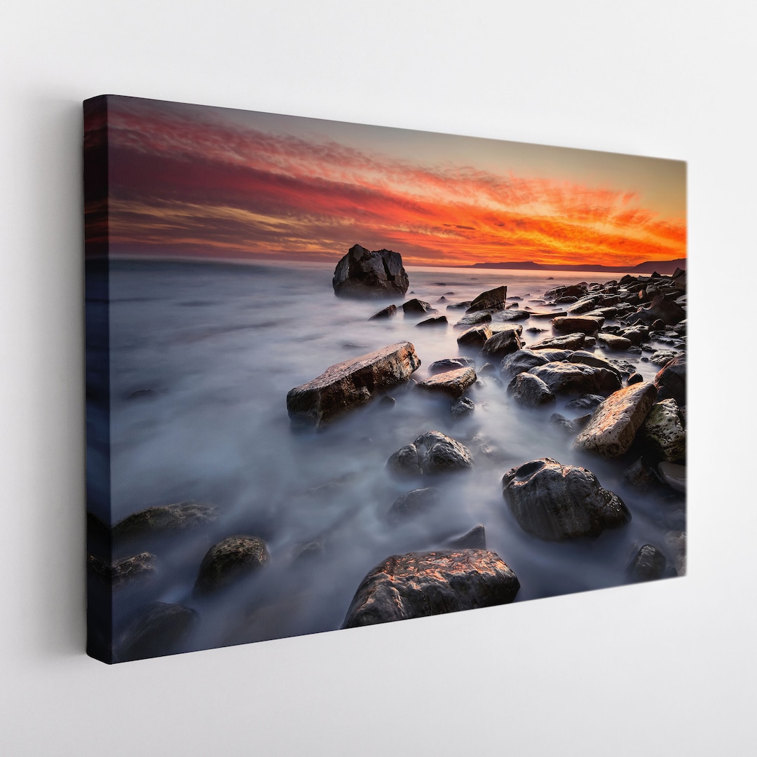Ocean Sunset Canvas Print, Ocean Wall Art, Sea Sunset Print, Nature ...