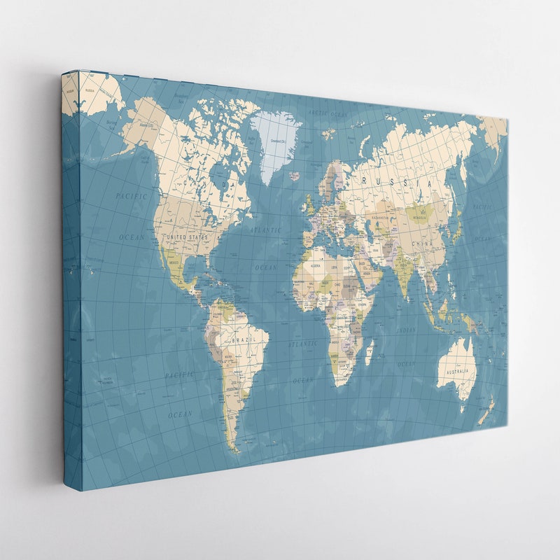 World Map Wall Art - Etsy