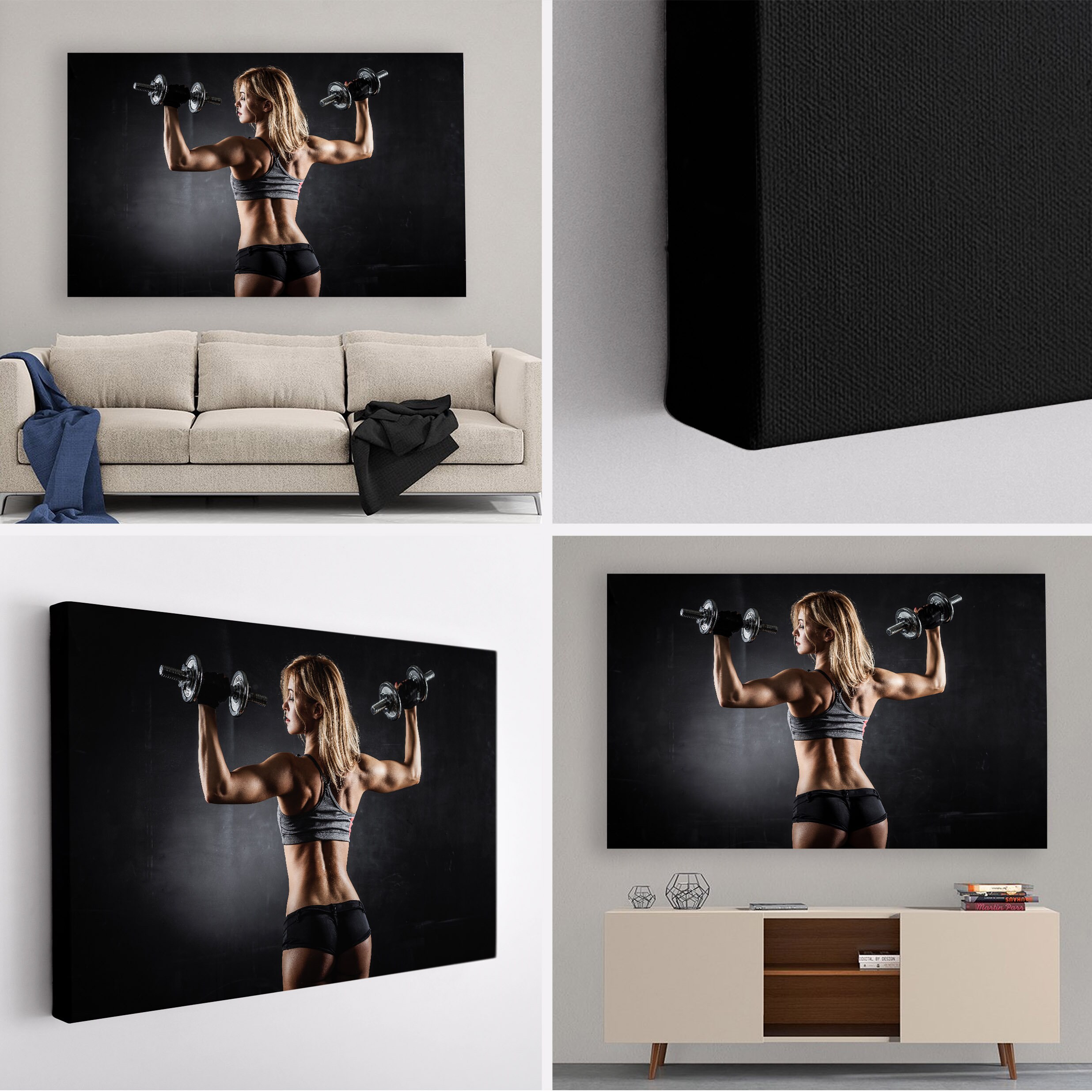 Fitness Girl Canvas Print, Gym Wall Decor, Fitness Girl Print, Workout ...