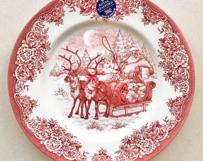 Set of 4 Santa Claus Dinner Plates or 4 Christmas Tree Salad Plates ...
