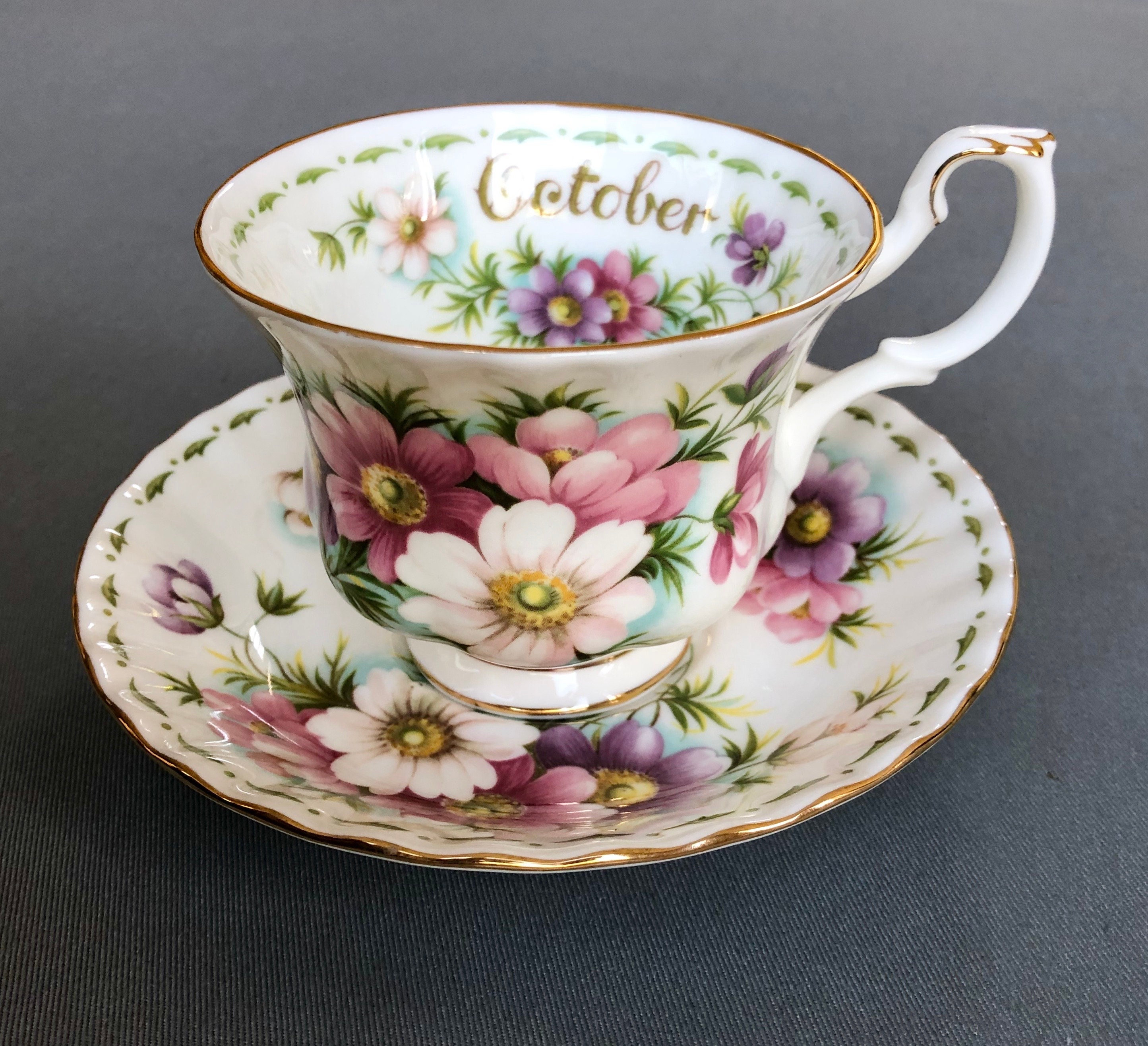 Royal Albert Flower of the Month Series Tea Cup and Saucer. July and ...