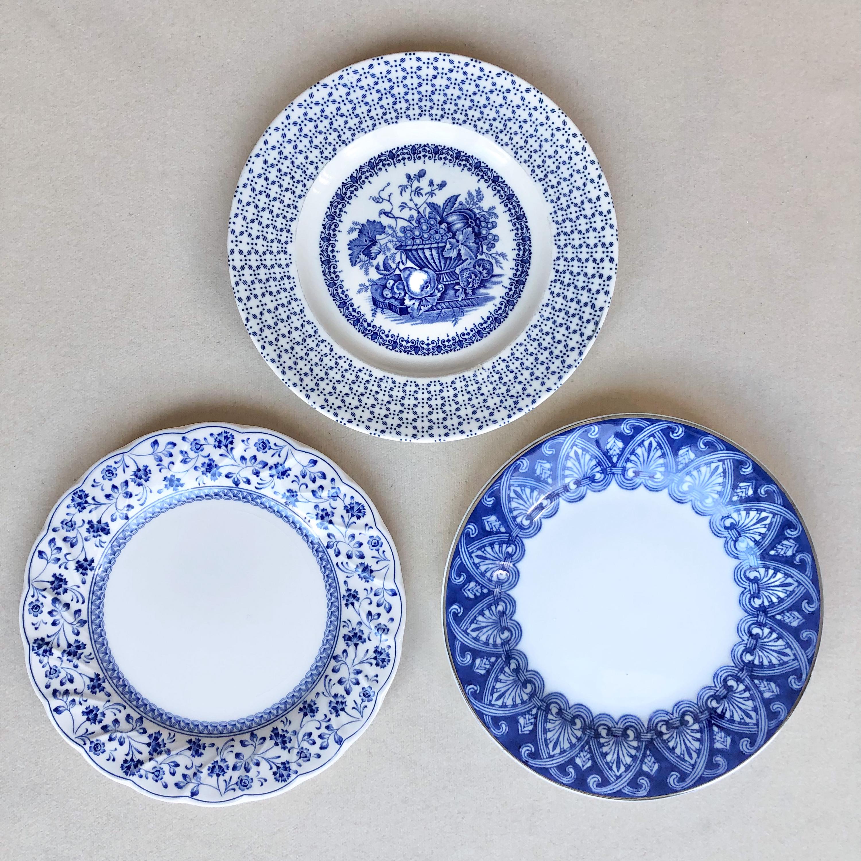 9 Blue and White Transferware Plates. Mismatched Salad Plates. Gallery ...