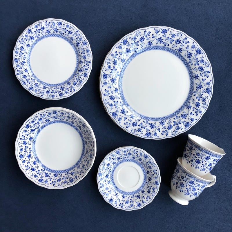 Blue and White Porcelain Dinnerware Sets - Etsy