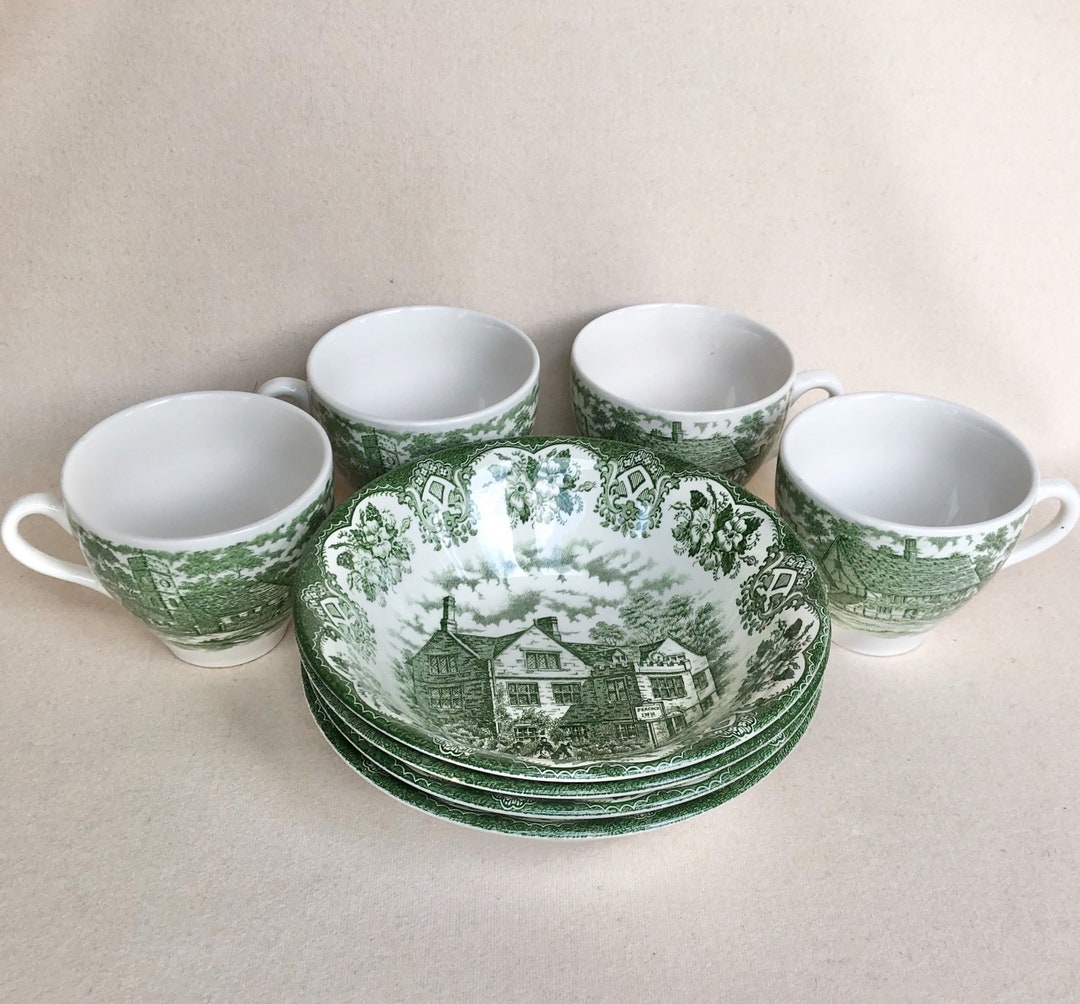 Green Transferware Set of Dishes by English Ironstone Tableware Limited ...