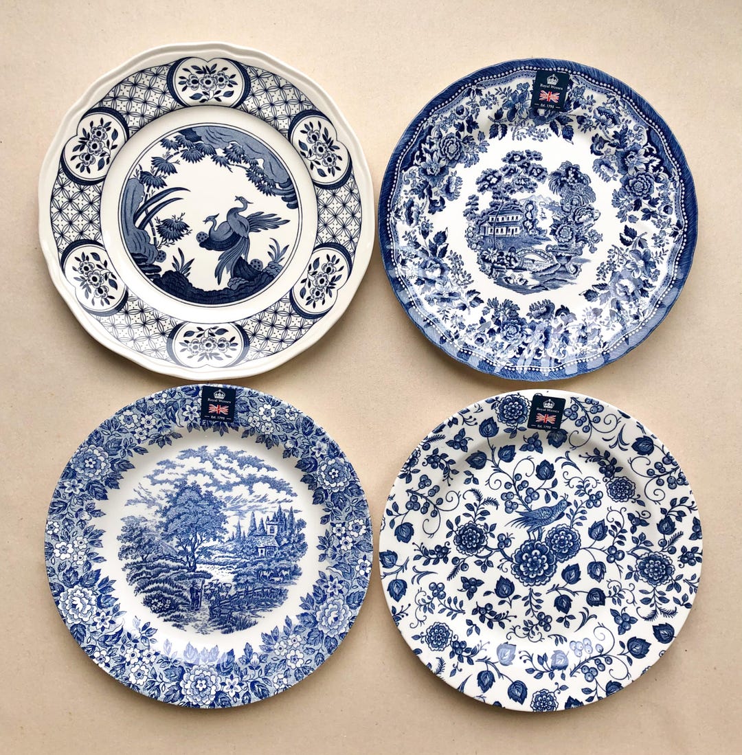 4 Blue and White Transferware Plates From England. Royal Wessex, Royal ...