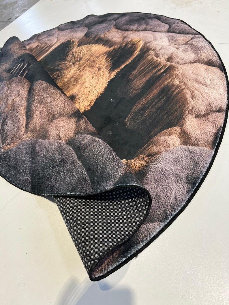 3D Bear Rug: Realistic Cave Illusion Carpet, Brown Gray Stone Design ...