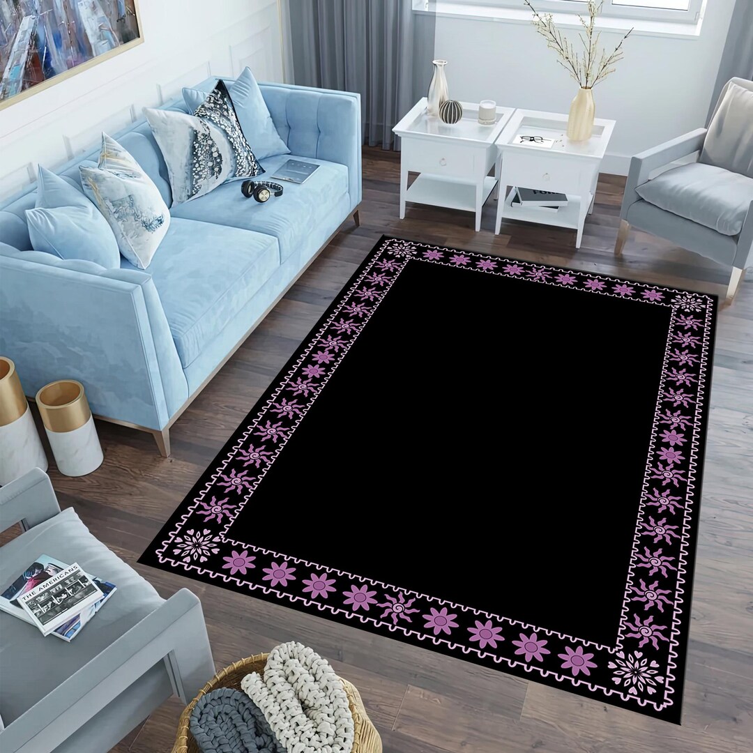 Purple Black Rug, Purple Black Carpet, Purple Black Area Rug,purple ...