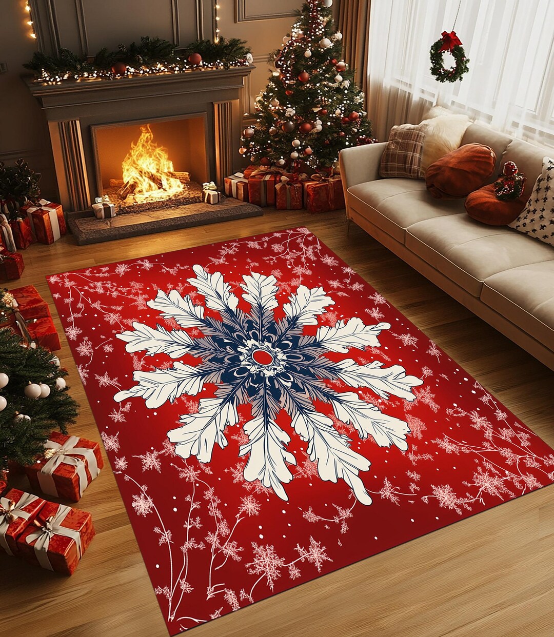 Red White Blue Rug, Christmas Red White Blue Rug, Red White Blue Rugs ...