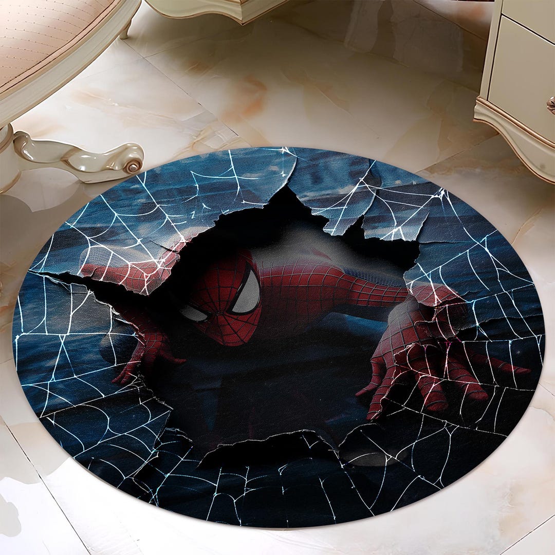 Round Spiderman Rug,spiderman Art Rug,spiderman Modern Rug,spiderman ...