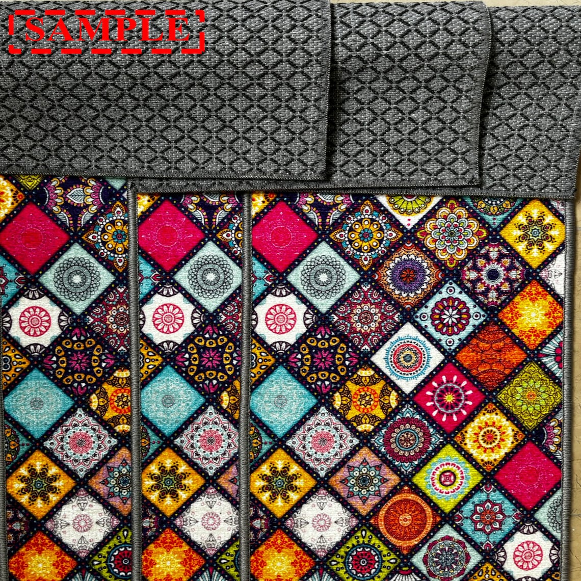 Black and Gold Stair Tread Rugs: Non-slip Polyester Stair Mats - Etsy