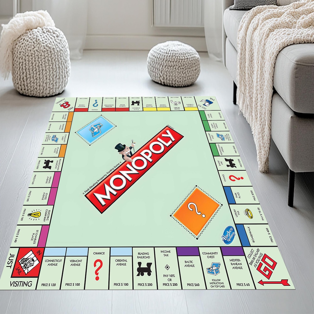 Monopoly Game Rug: Kids Room Decor, Cotton Woven Rug - Etsy