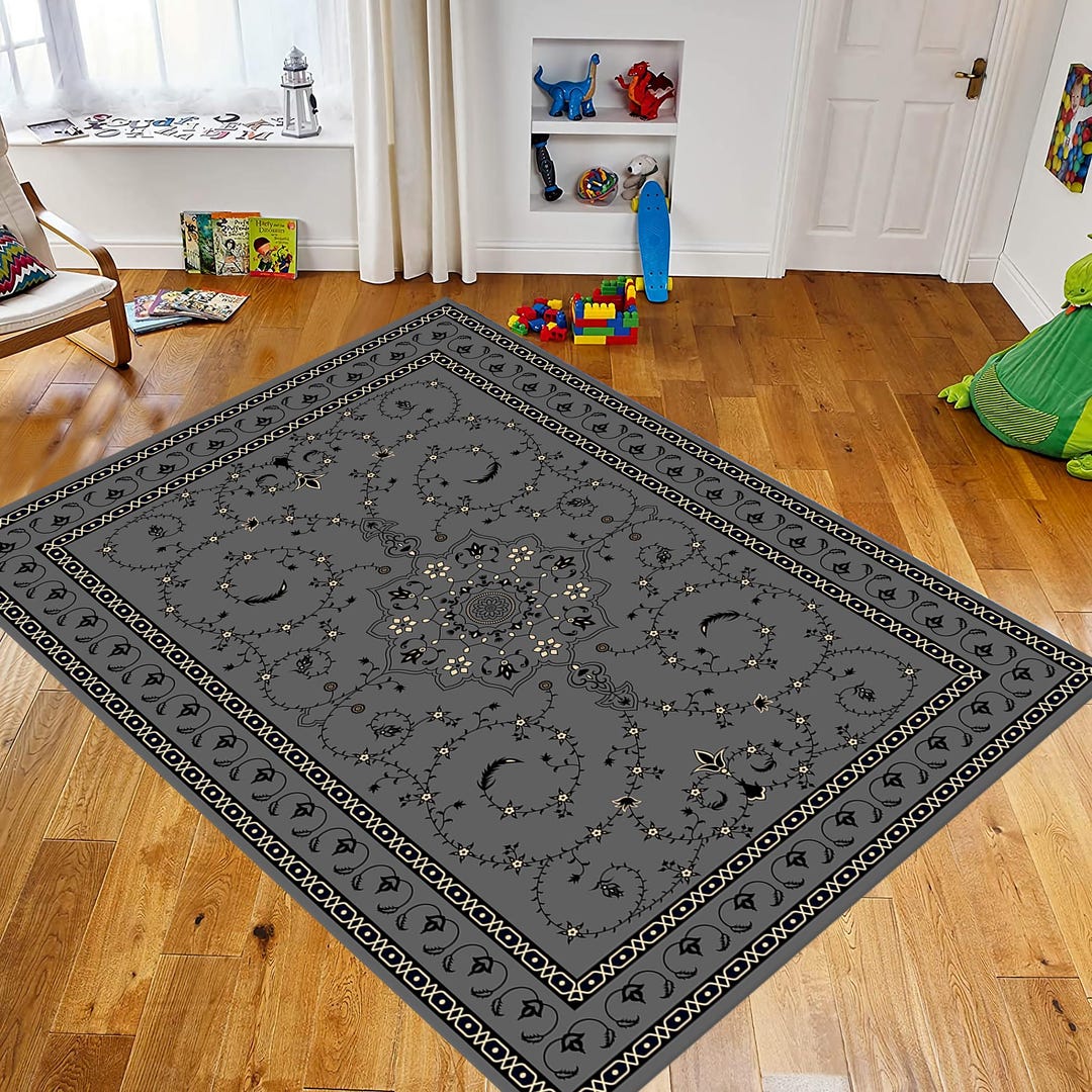 Gray Black Carpet, Gray Black Yellow Rug,gray Black Area Rug,gray Black ...