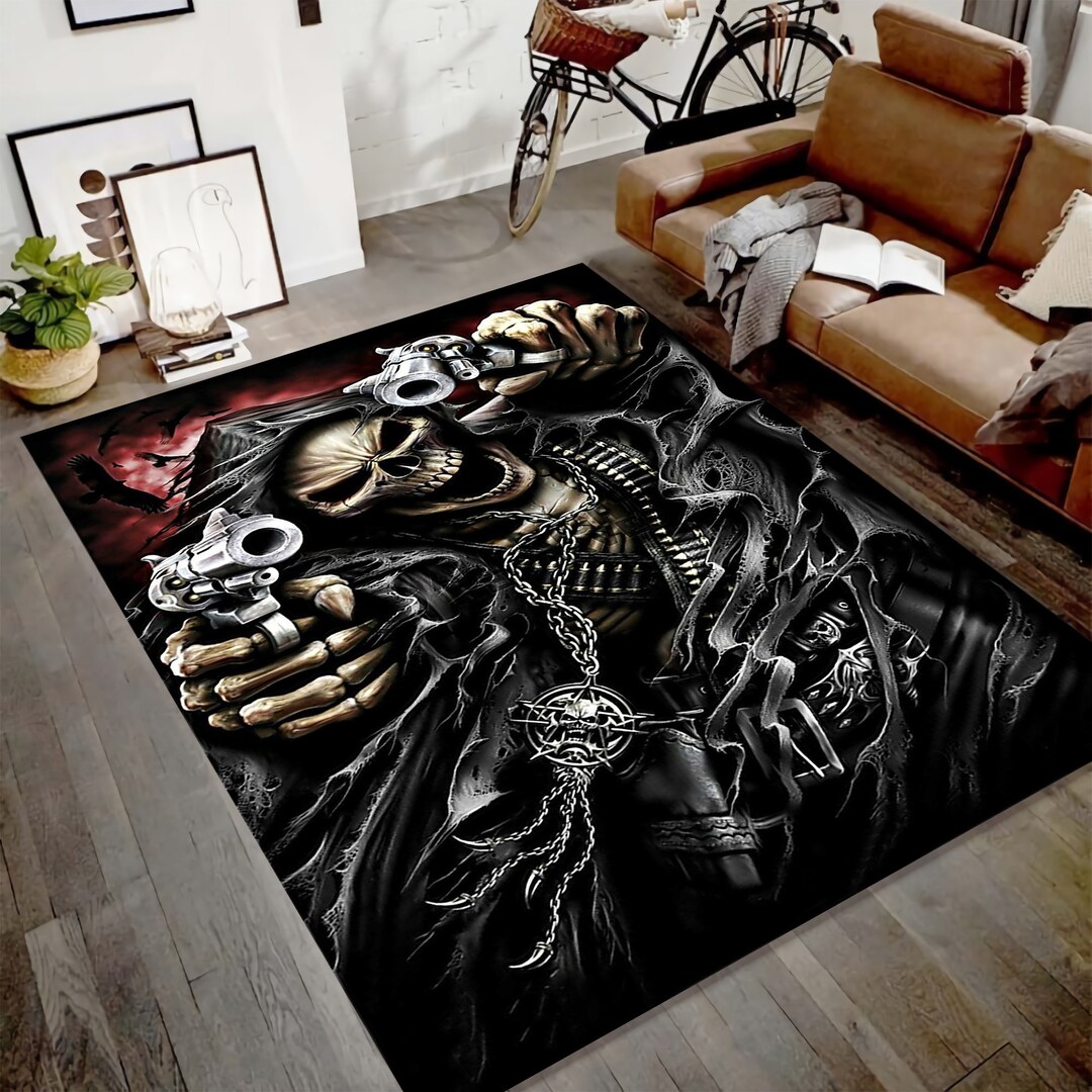 Skull Rug Home Decor Rectangle Area Rug Living Room Rug - Etsy