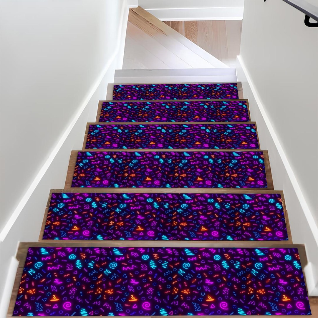 Arcade Stair Tread Rug: Non-slip Polyester, 9.8x31.4", Washable - Etsy