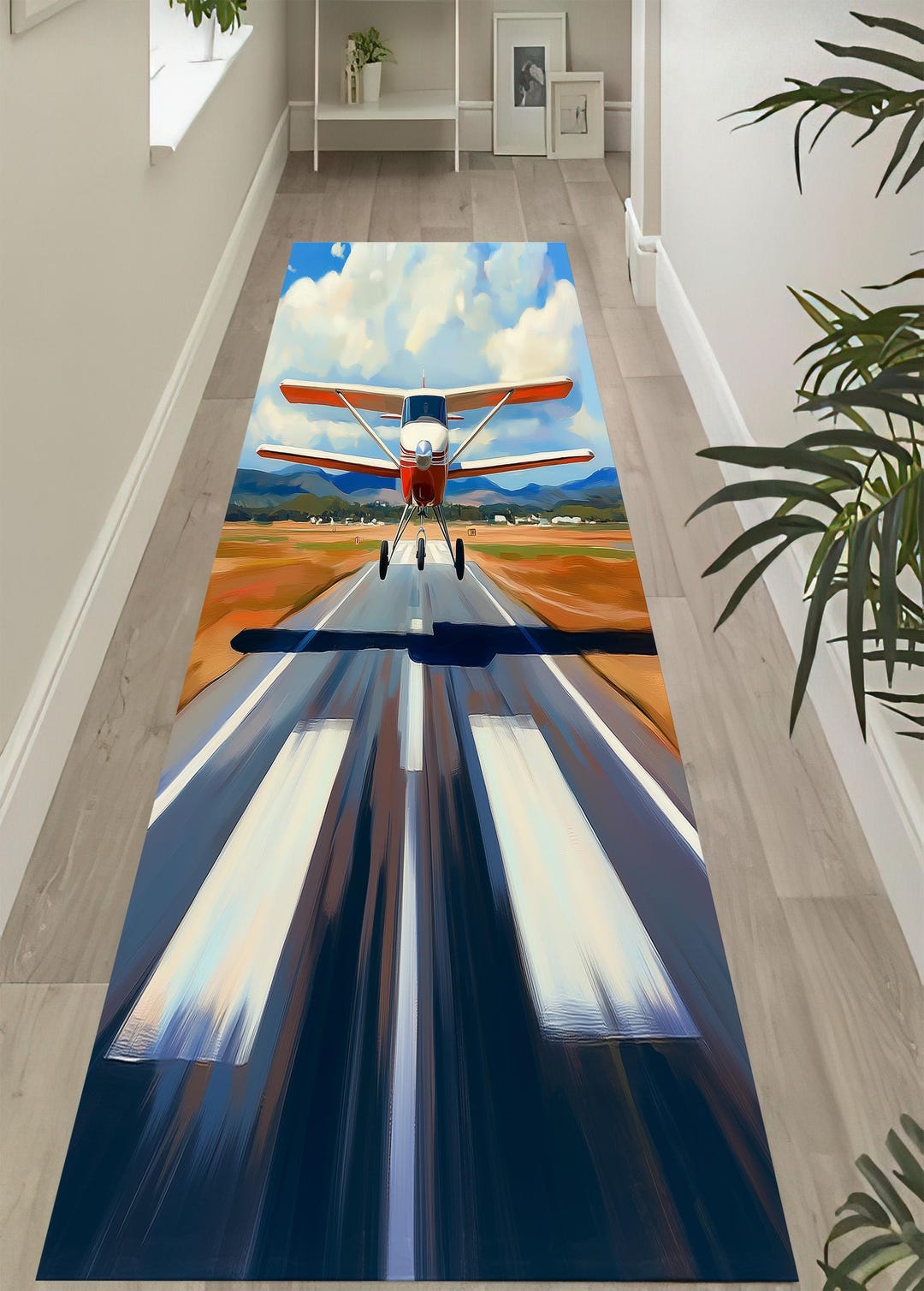 Aircraft Rug: Plane Taking Off, Cotton Woven Runner - Etsy