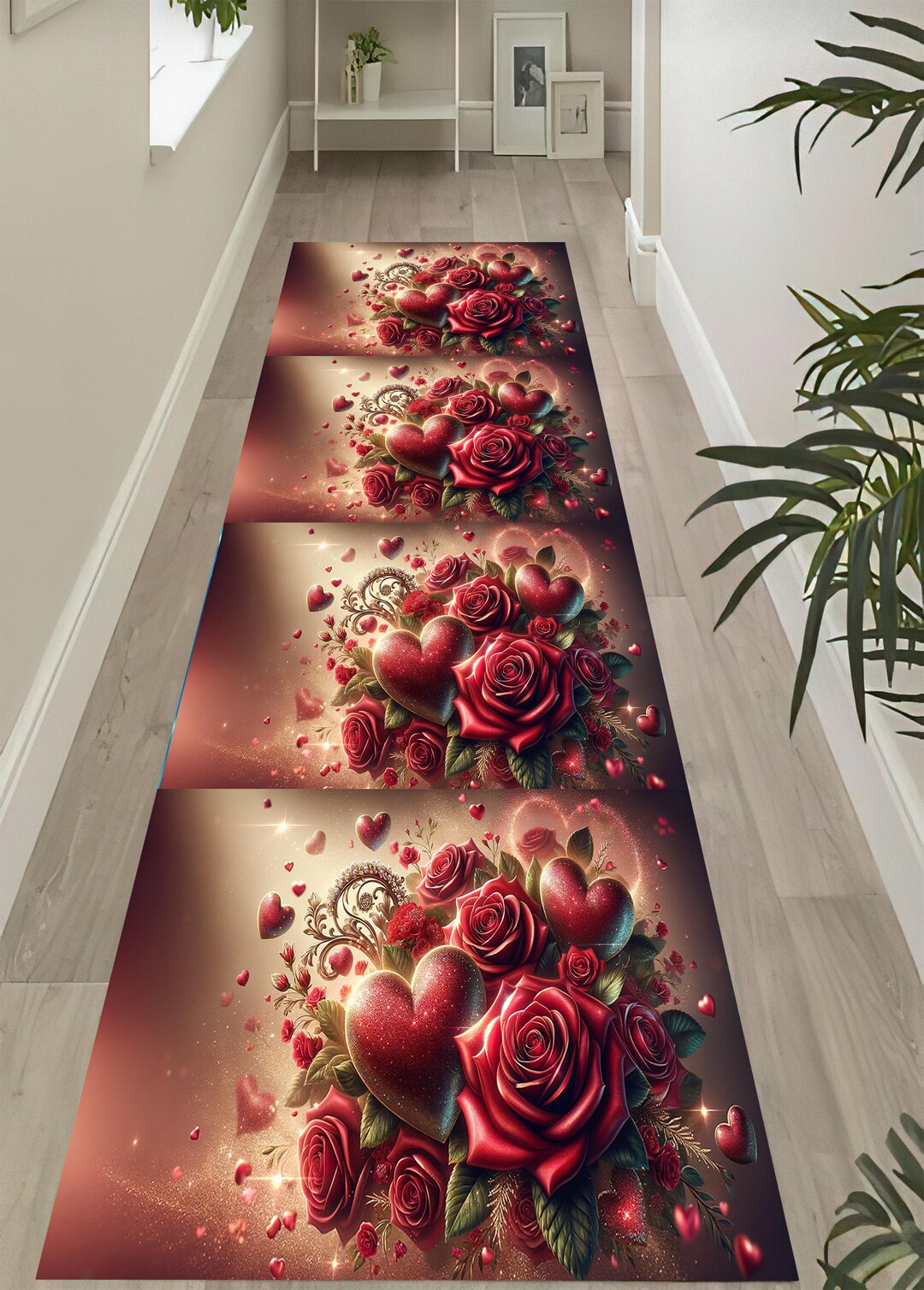 Red Rose Runner Rug,valentine's Day Runner Rose Rug, Romantic Rug,red ...