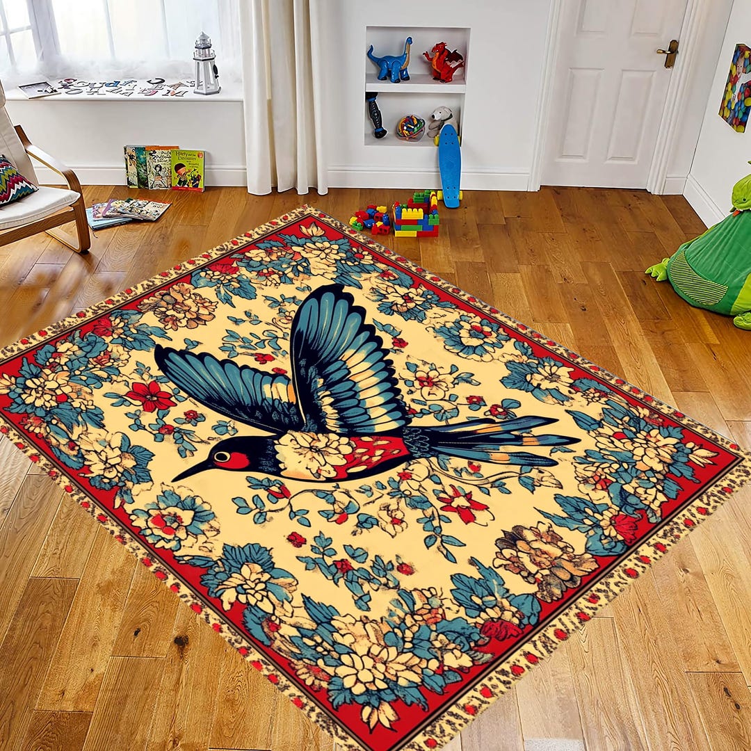 Red Yellow Blue Rug,red Yellow Blue Bird Rug,bird Rug,bird Carpet,red ...