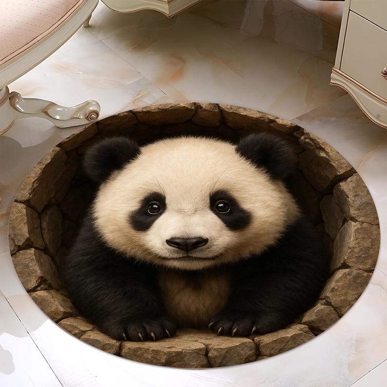 3D Illusion Panda Rug: Soft Plush Animal Carpet, Kids Decor - Etsy