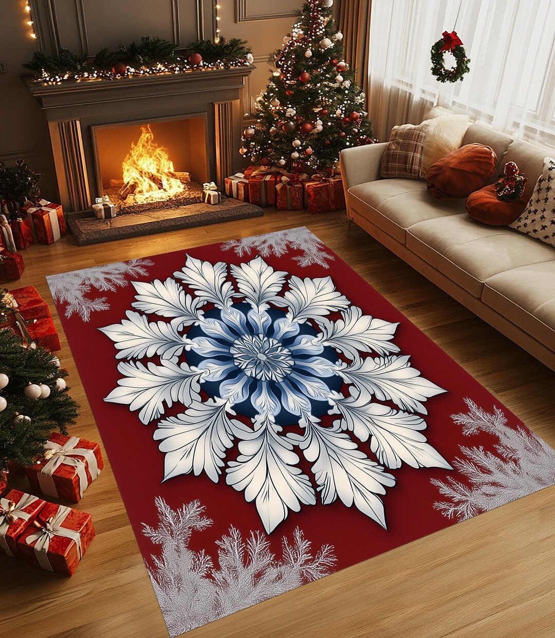 Xmass, Christmas Red White Blue Rug, Red White Blue Rug,red White Blue ...