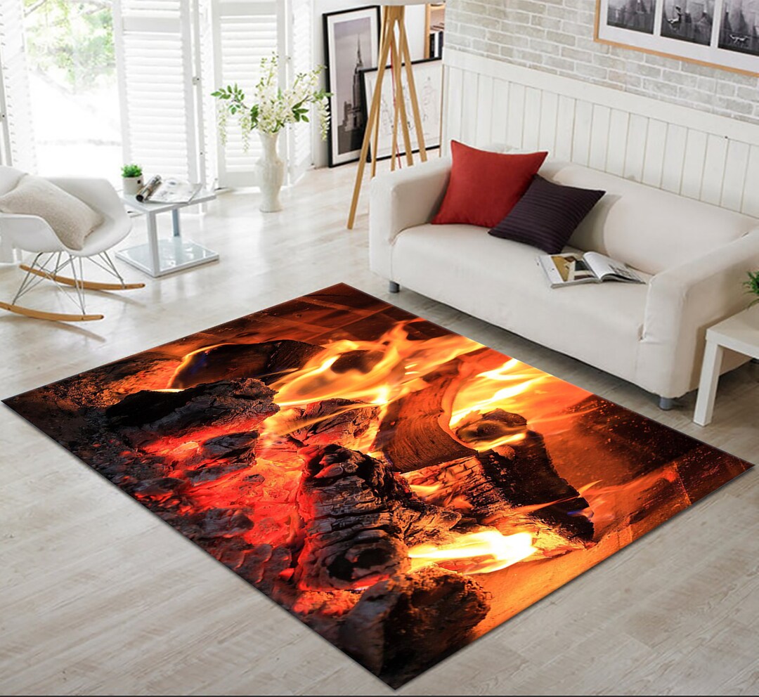 Fire Look Rug,fire Look Rugs, Winter Decor Rug, Housewarming Decor Rugs ...
