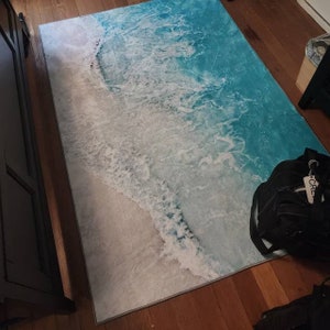 Beach Picture Rug: Modern Sea Wave Design, Living Room Decor - Etsy