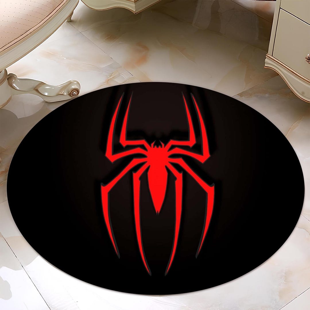 Round Black and Red Spiderman Rug,spiderman Rug,spiderman Art Rug ...